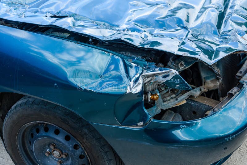 Closeup of a Wrecked Car after Accident Stock Image - Image of accident ...