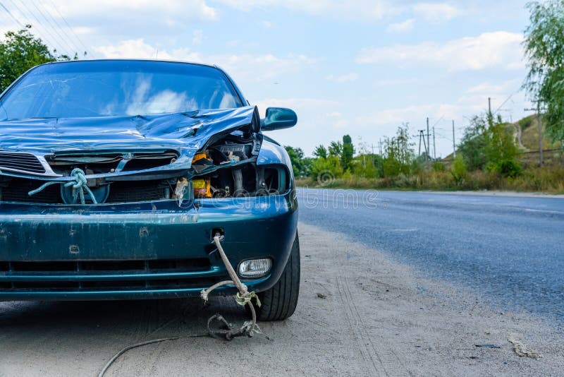 Closeup of a Wrecked Car after Accident Stock Photo - Image of injury ...