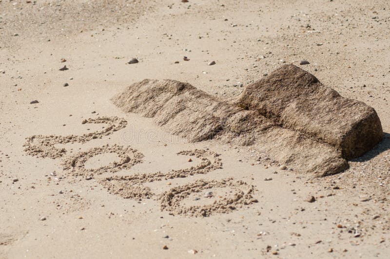 2020 Writing in the Sand on the Beach Stock Image - Image of pattern ...