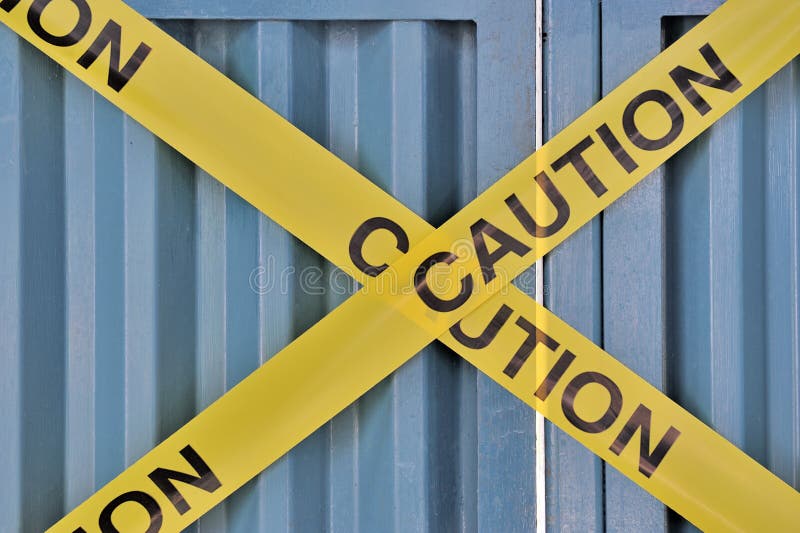 Closeup on Yellow Caution Signage Tape Stock Image - Image of safety ...