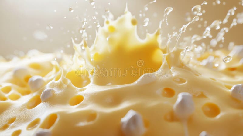 Closeup of Yellow Creamy Liquid Splash with Airy Texture Stock ...
