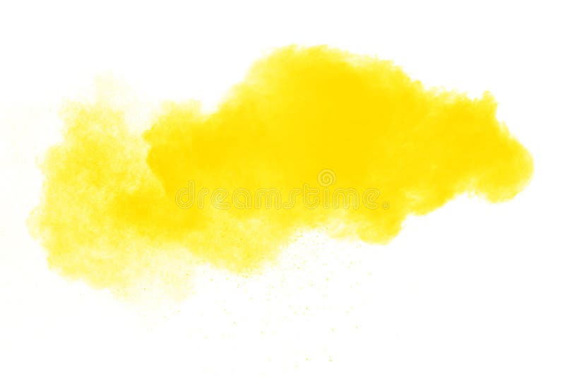 Closeup of Yellow Dust Particles Splash Isolated on Background. Stock ...
