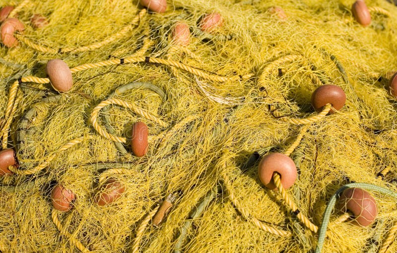 Closeup of Yellow Fishing Net Stock Photo - Image of tackle, vibrant ...