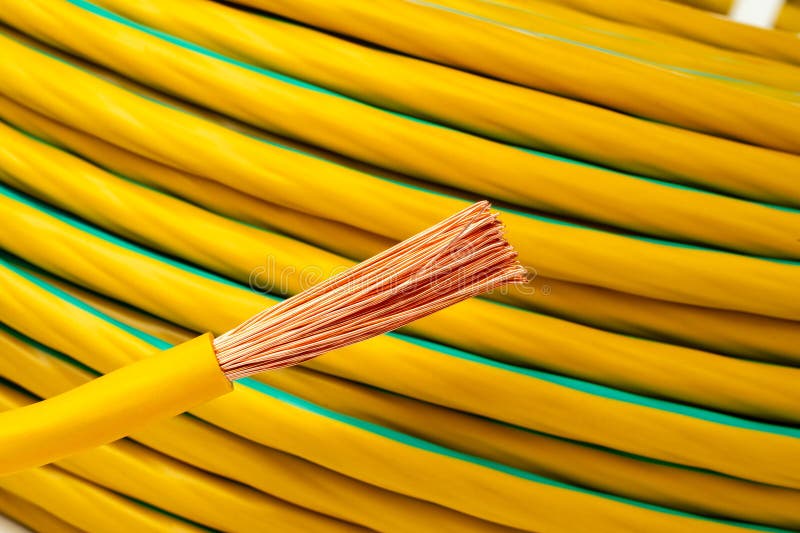 Closeup of Yellow and Green Electrical Wire Spool Stock Photo - Image ...