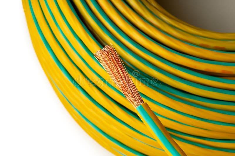 Closeup of Yellow and Green Electrical Wire Spool Stock Photo - Image ...