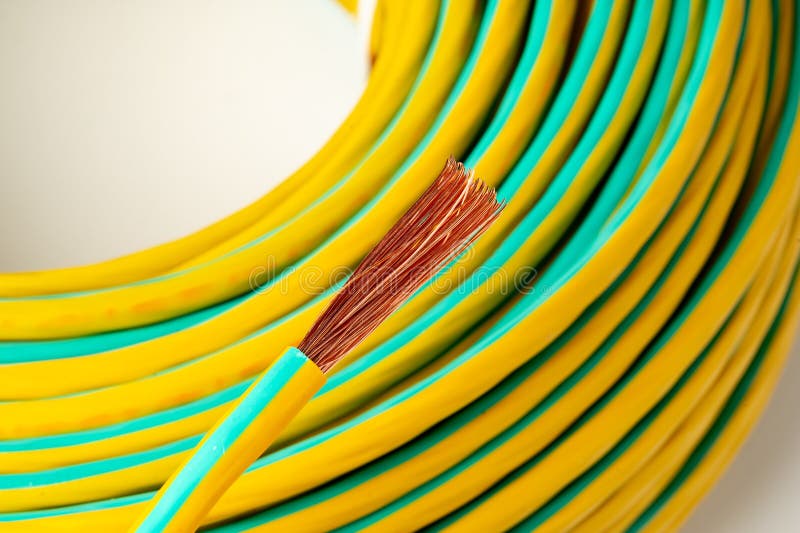 Closeup of Yellow and Green Electrical Wire Spool Stock Image - Image ...