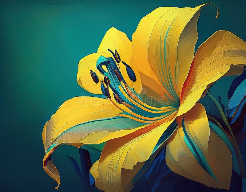 Closeup Yellow Lily Flower Illustration Stock Image - Image of flower ...