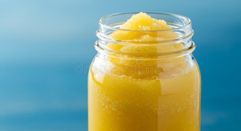 Closeup of Yellow Mango Slush in Glass Jar Stock Illustration ...
