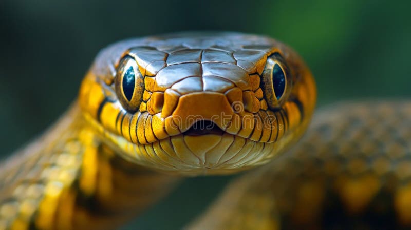 Closeup of a Yellow Snake Head with Gray Scales Stock Illustration ...