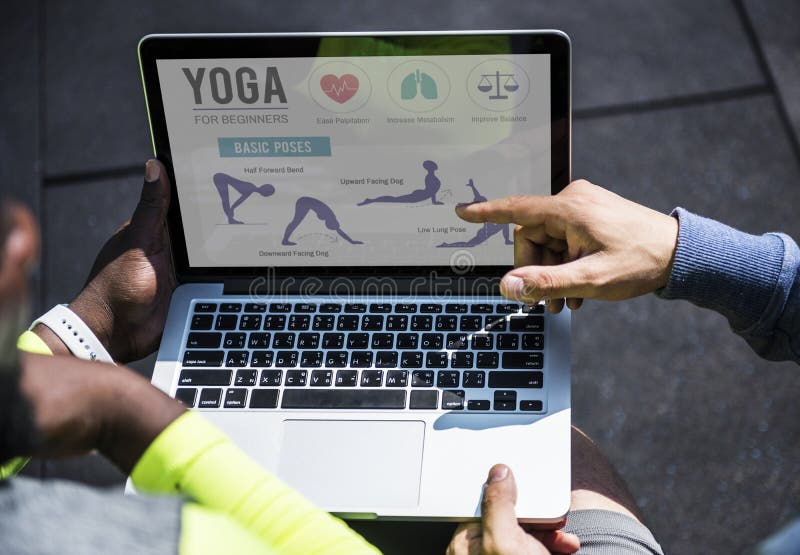Closeup of Yoga Instruction on Digital Device Stock Image - Image of ...