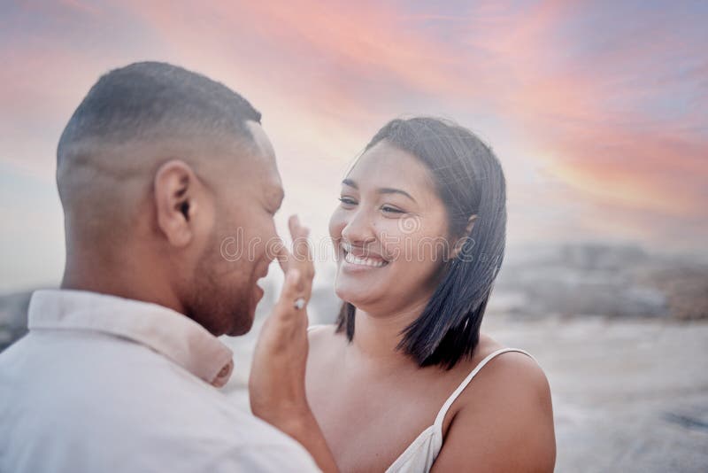 Closeup Of An Young Affectionate Mixed Race Couple Standing On The