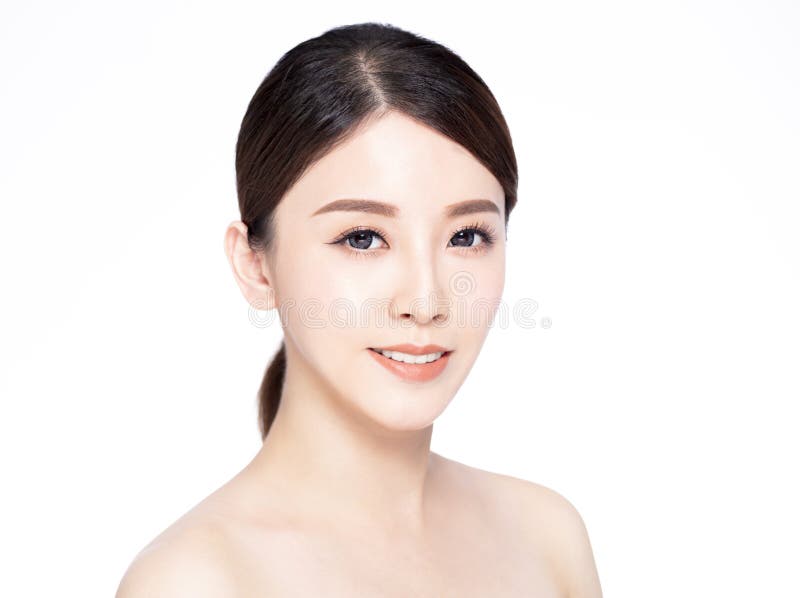 Closeup Young Beauty Face with Clean Fresh Skin Stock Image - Image of ...