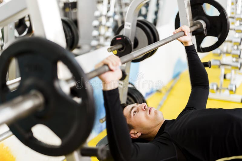 119 Handsome Male Bodybuilder Doing Bench Press Stock Photos - Free ...