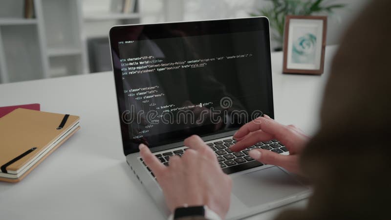 Closeup Young Lady Hands Coding on Screen Using Laptop. Stock Footage - Video of professional ...