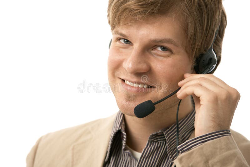 Closeup of Young Man with Headset Stock Photo - Image of healthy ...