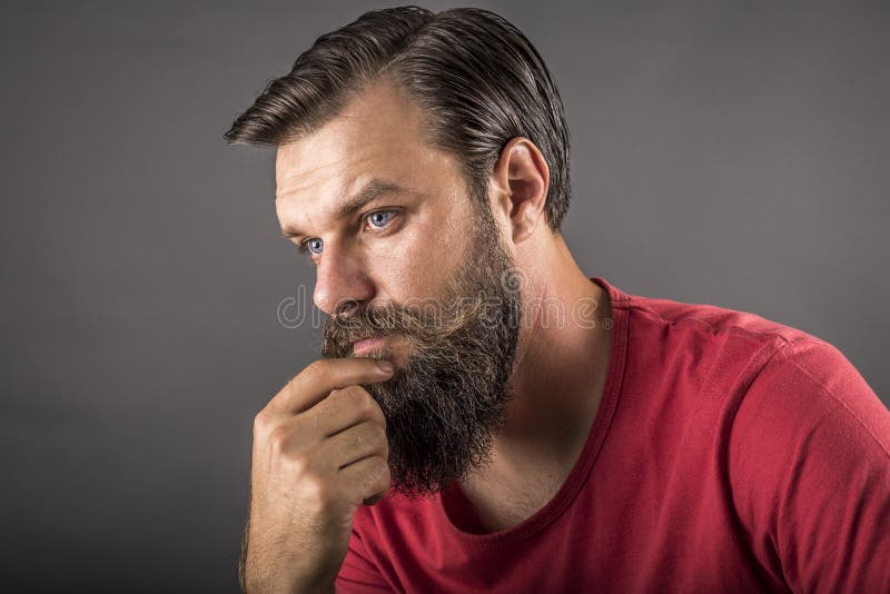 Man thinking hard. stock photo. Image of chin, face, isolated - 27092014
