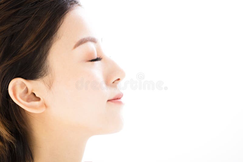 Closeup Young Smiling Woman Face Stock Photo - Image of pleasure ...