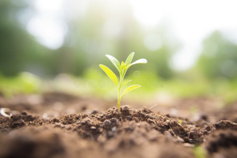 Closeup of a Young Tea Plant Sprouting from the Soil Stock Photo ...