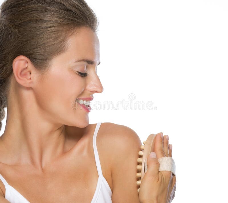 Closeup on Young Woman Using Massager Stock Photo - Image of care ...