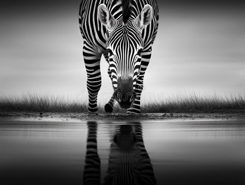 Closeup of Zebra Looking at the Camera, Black and White Stock ...