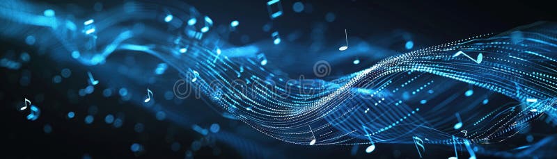 CloseupA Dynamic Wireframe Mesh Composition of Musical Notes and Sound ...