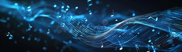 CloseupA Dynamic Wireframe Mesh Composition of Musical Notes and Sound ...