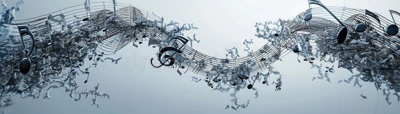 CloseupA Dynamic Wireframe Mesh Composition of Musical Notes and Sound ...