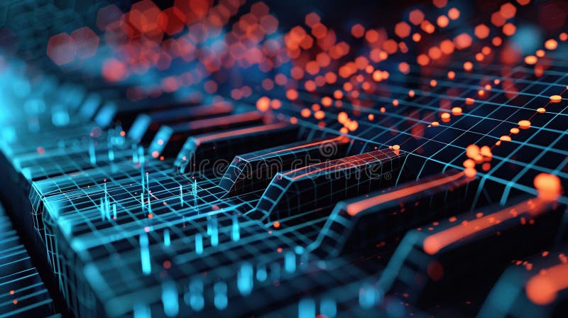 CloseupA Futuristic Wireframe Mesh Representation of AI Music ...