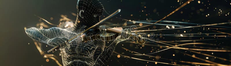 CloseupA Powerful Wireframe Mesh Rendering of a Musical Performance ...