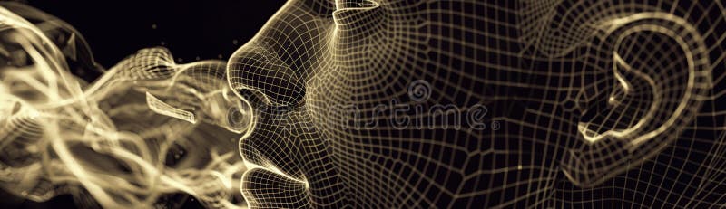 CloseupA Powerful Wireframe Mesh Rendering of a Musical Performance ...