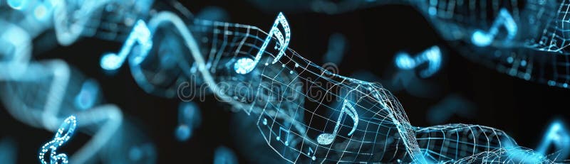 CloseupA Powerful Wireframe Mesh Rendering of a Musical Performance ...