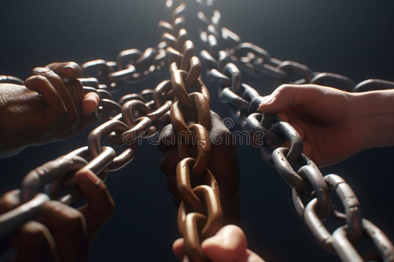 Closeups of Diverse Hands Forming a Chain Stock Illustration ...