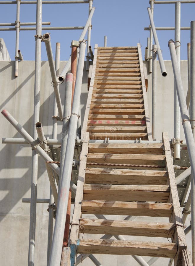 Closeview of the Wooden and Steel Pipe Ladder Stock Photo - Image of ...