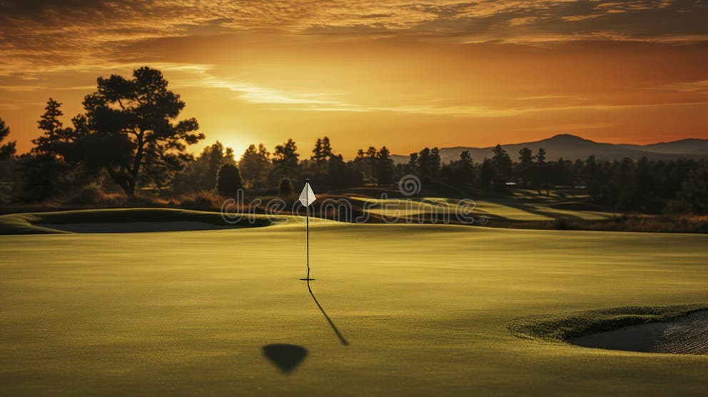 Closing Dusk. the Final Long Putt on the 18th Green Stock Illustration ...