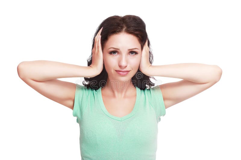 Closing ears stock photo. Image of hear, feeling, color - 58868410