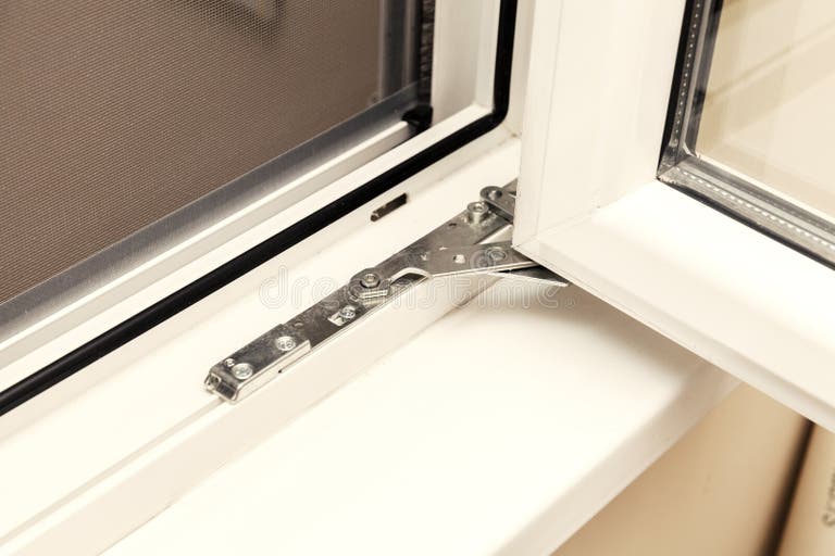 Closing Mechanism of Plastic Windows Stock Image - Image of fixed ...