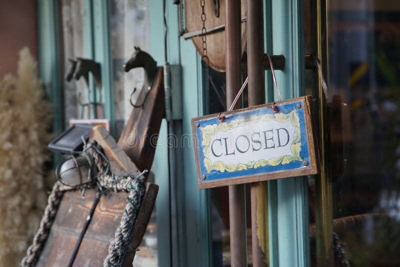 Closing sign stock image. Image of letter, entrance - 208574045