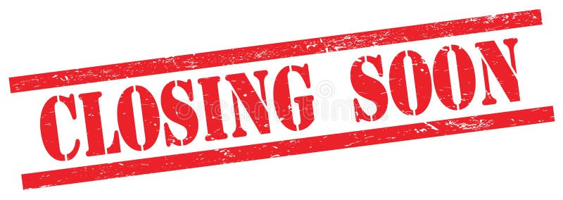 CLOSING SOON Text on Red Grungy Rectangle Stamp Stock Illustration ...