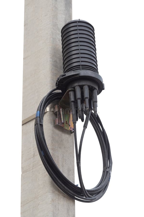 Closure Optical Fiber with Black Cable Isolated on White Stock Image ...