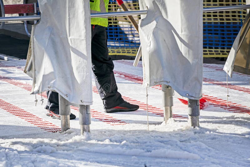 Closure of Passes for the Lift at the Bottom of the Ski Slope. Stock ...
