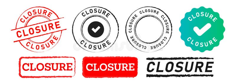 Closure Rectangle and Circle Rubber Stamp Label Sticker Sign Symbol ...