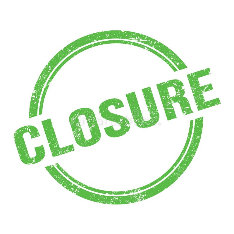 CLOSURE Text Written on Green Grungy Round Stamp Stock Illustration ...