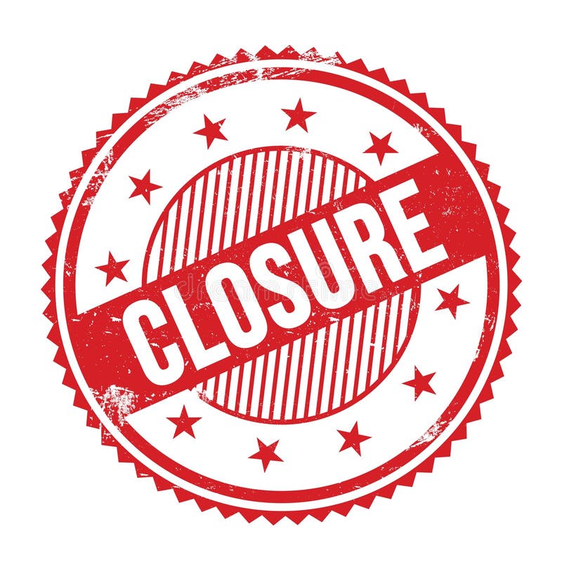 CLOSURE Text Written on Red Grungy Round Stamp Stock Illustration ...