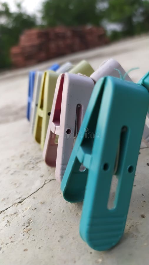 Cloth Clips Colorful Multiple Colours Clothes Clips Stock Photo - Image ...