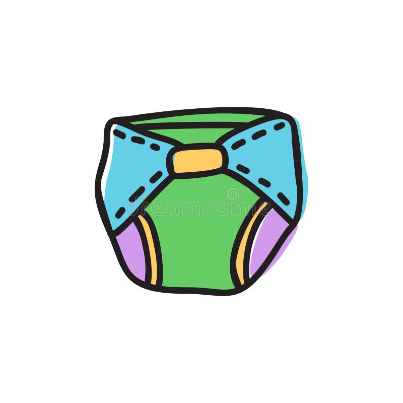 Cloth Diaper Vector Doodle Illustration Isolated on White Stock Vector ...