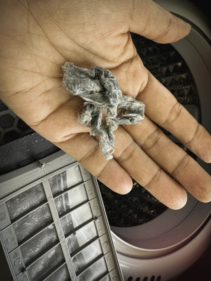 Cloth Dust in in Hand from Washing Machine after Clean Stock Image ...