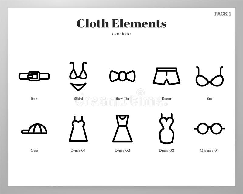 Cloth elements Line pack stock vector. Illustration of shorts - 154642997