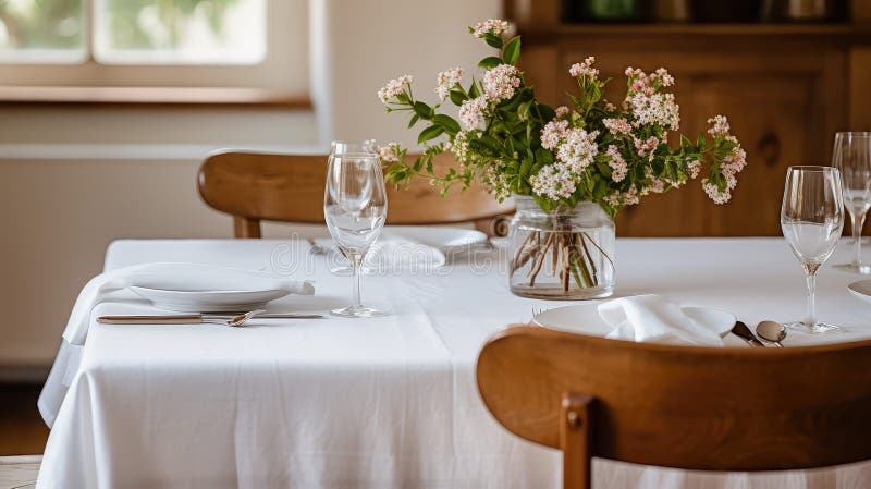 Cloth empty dining table stock illustration. Illustration of ...