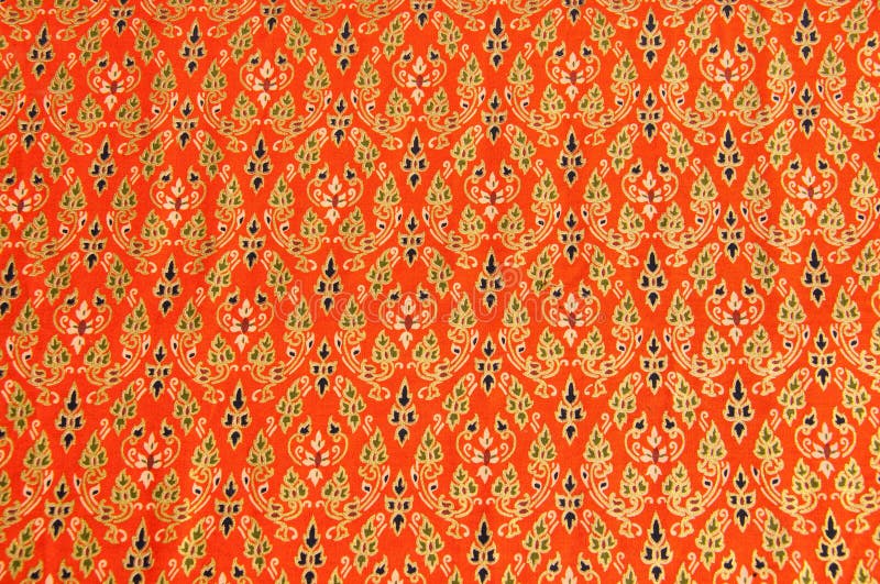 Red Silk with Floral Pattern Stock Image - Image of silky, foliage ...