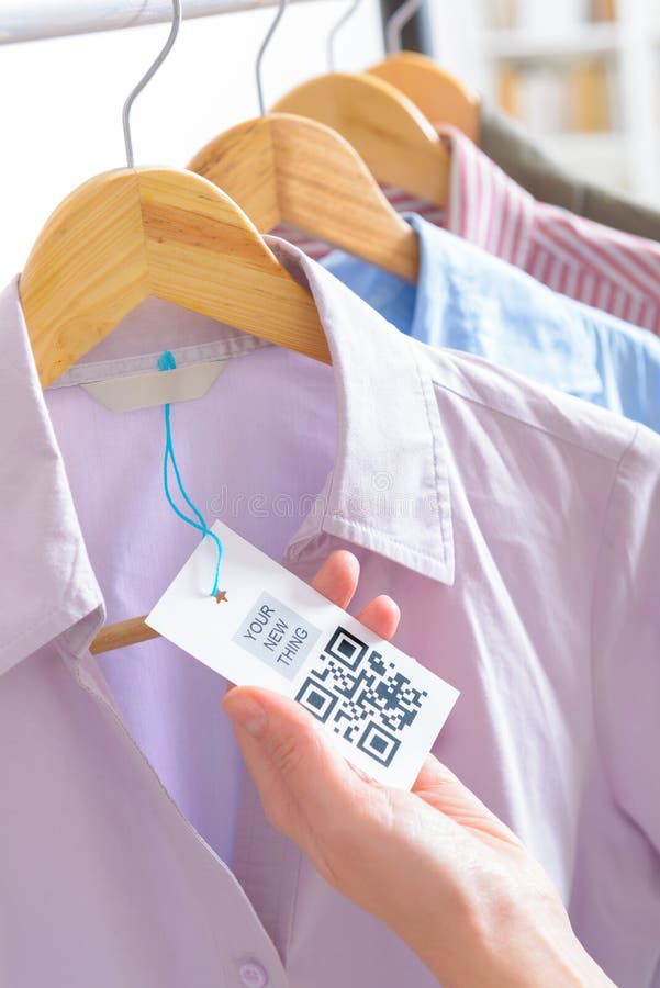 Cloth label with QR code stock image. Image of sale, product - 89899121